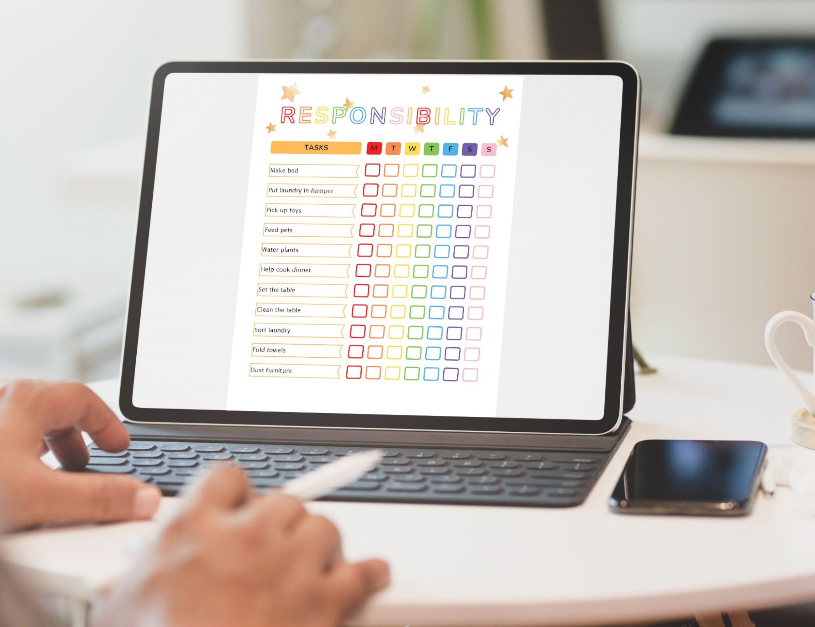 Editable Kids Chore Chart PDF, Responsibility Chart, Personalized Daily ...