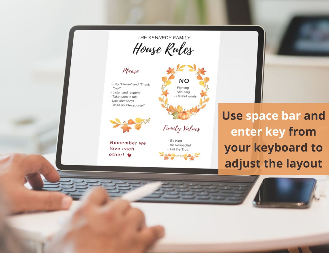 Editable House Rules for Kids, House Rule Wall Art, Family Rule Wall ...