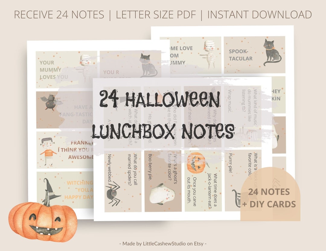 Lunchbox Notes for Kids, Halloween Lunch Box Notes, Lunchbox Notes ...