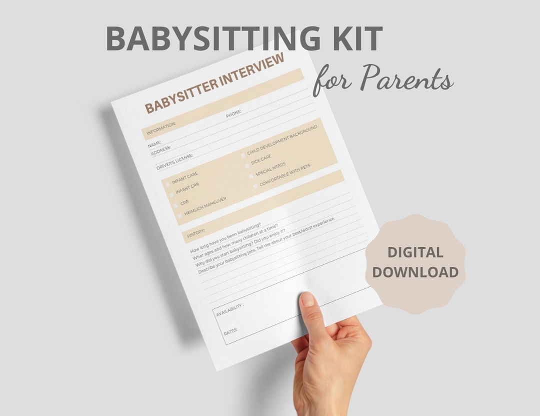 Babysitting Kit, Babysitter Instructions, Babysitter Guide, Babysitter ...