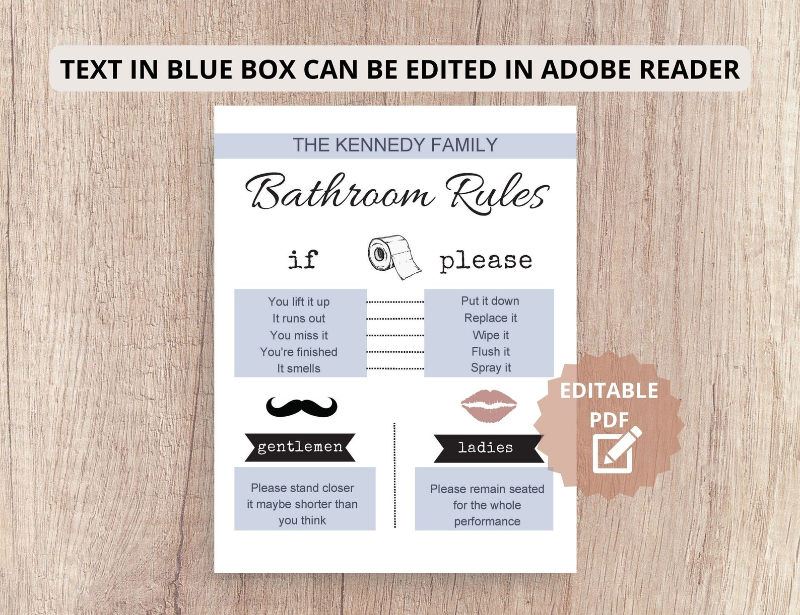 Editable Bathroom Signs Printable, Kids Bathroom Decor, Guest Bathroom ...
