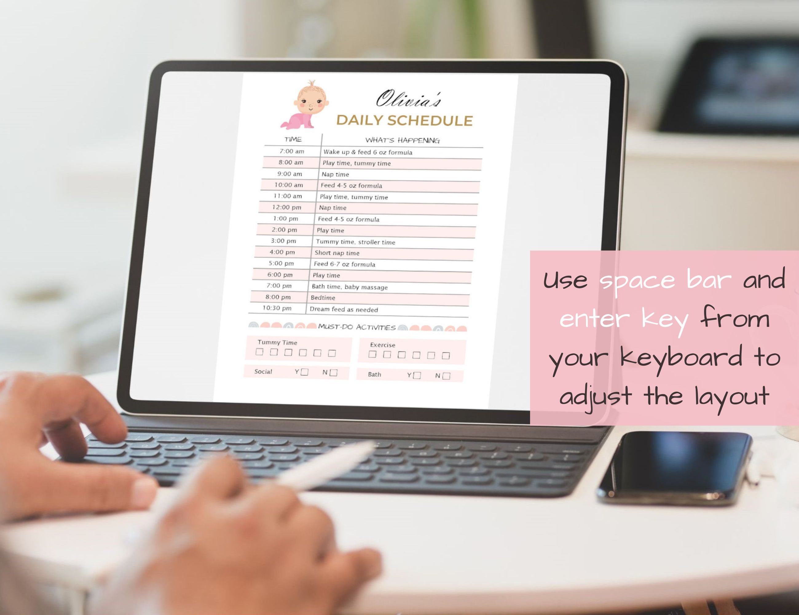 Editable Baby Schedule Template, Daily Schedule Printable, Baby Routine ...