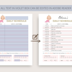 Editable Baby Schedule Template, Daily Schedule Printable, Baby Routine ...