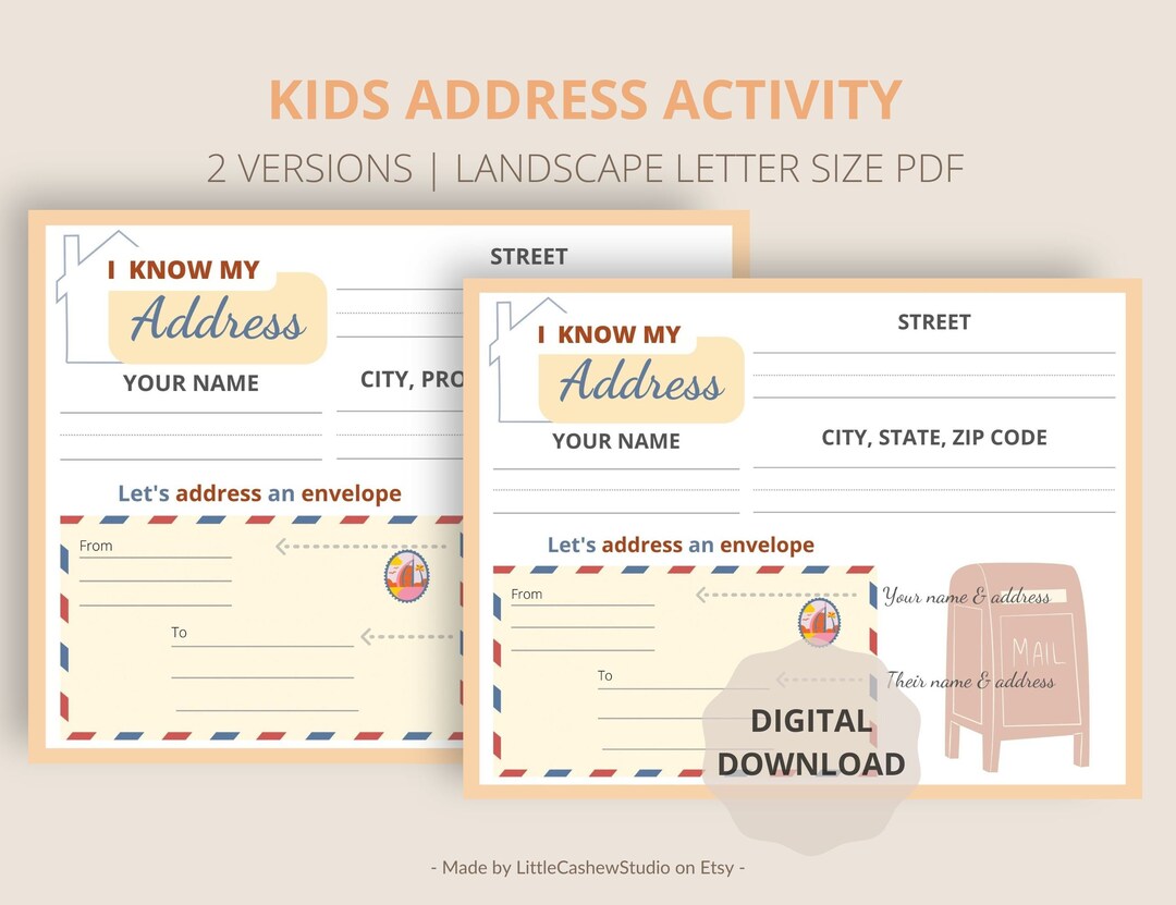 I Know My Address, Address Kids Activity, Kids Address Activity ...