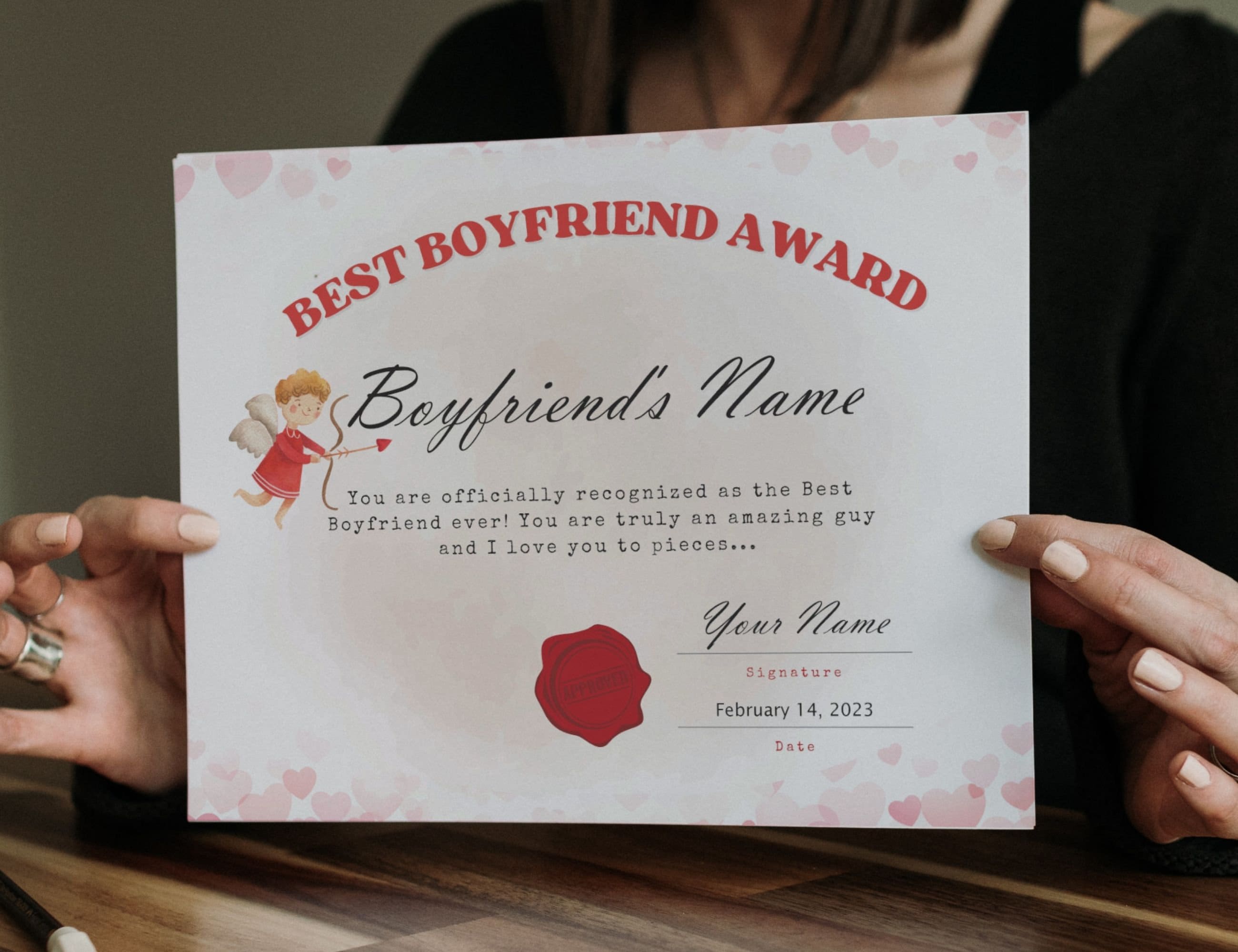 Editable Best Boyfriend Award Certificate Template, Printable Editable ...