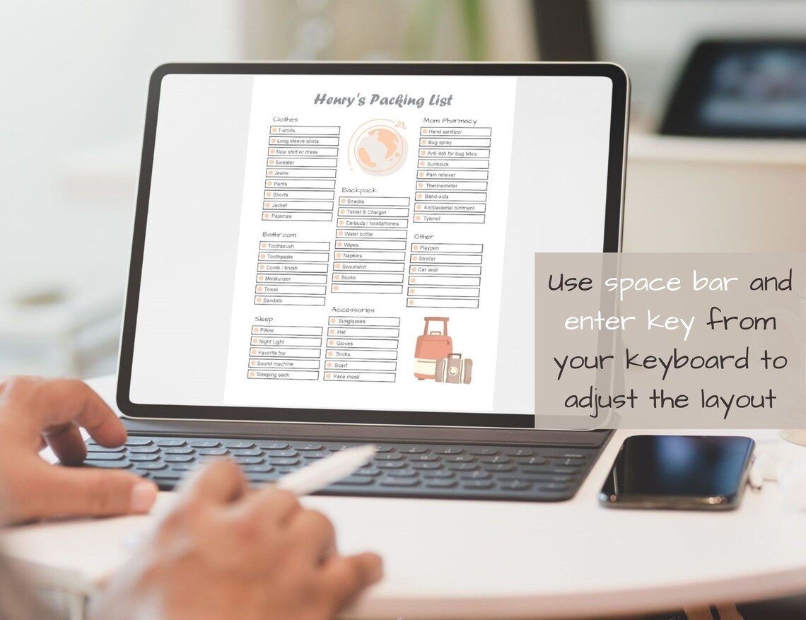 Editable Travel Packing List for Parents, Personalized Packing ...