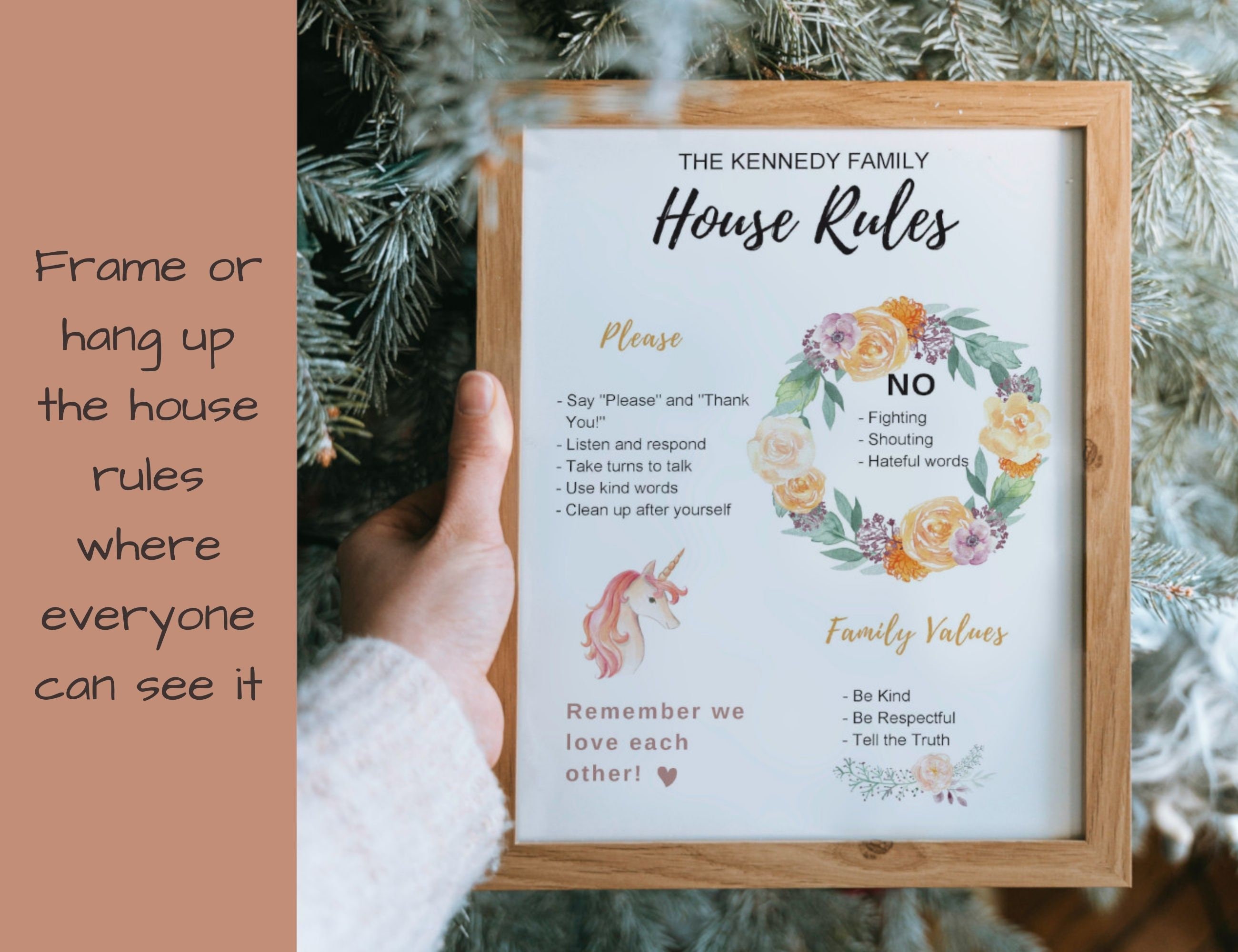 Editable House Rules for Kids, House Rule Wall Art, Family Rule Wall ...