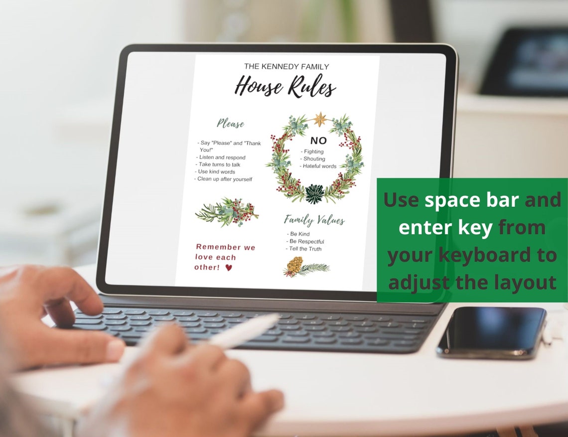 Editable House Rules for Kids, House Rule Wall Art, Family Rule Wall ...