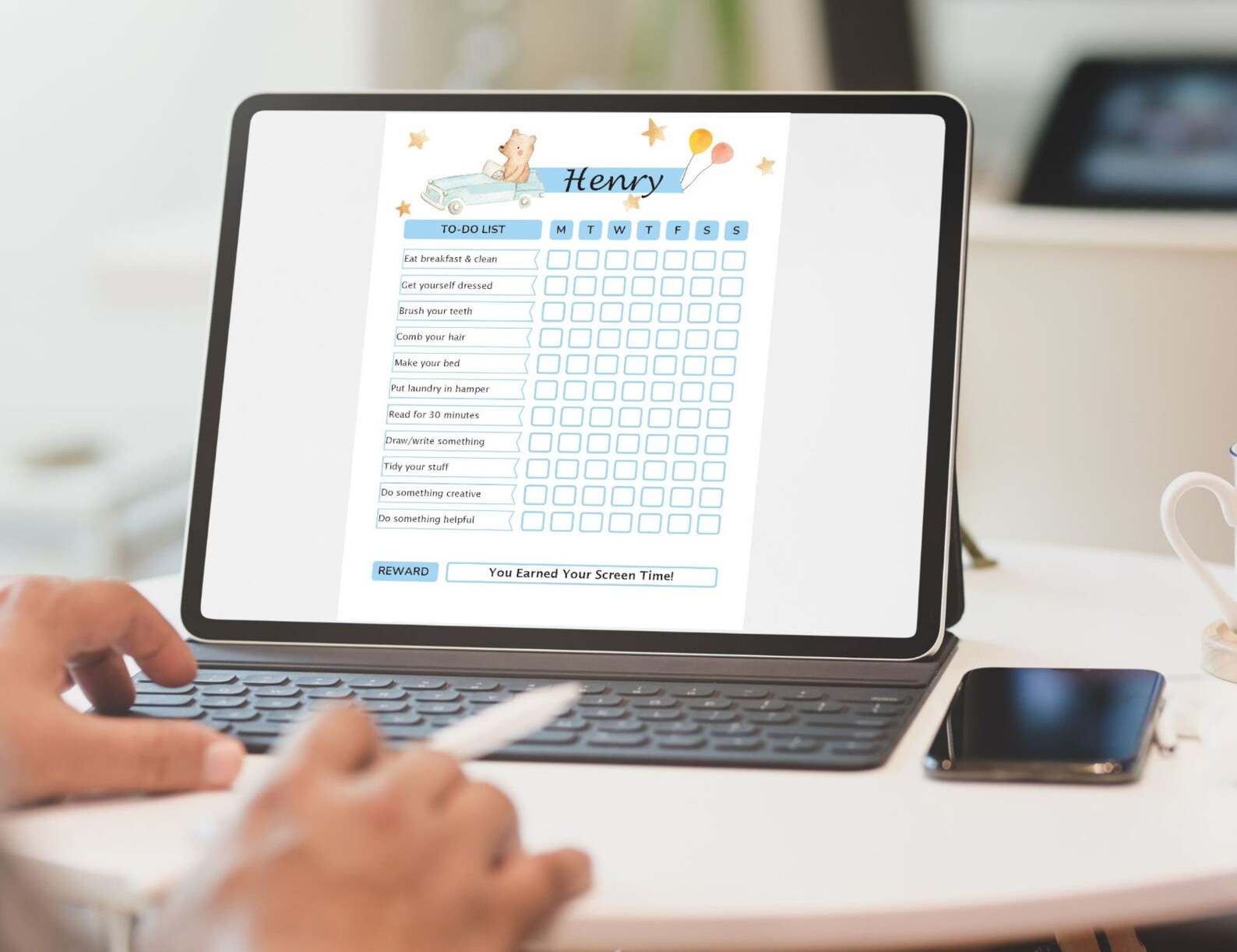 Editable Kids Chore Chart Printable, Personalized Kids Daily Schedule ...