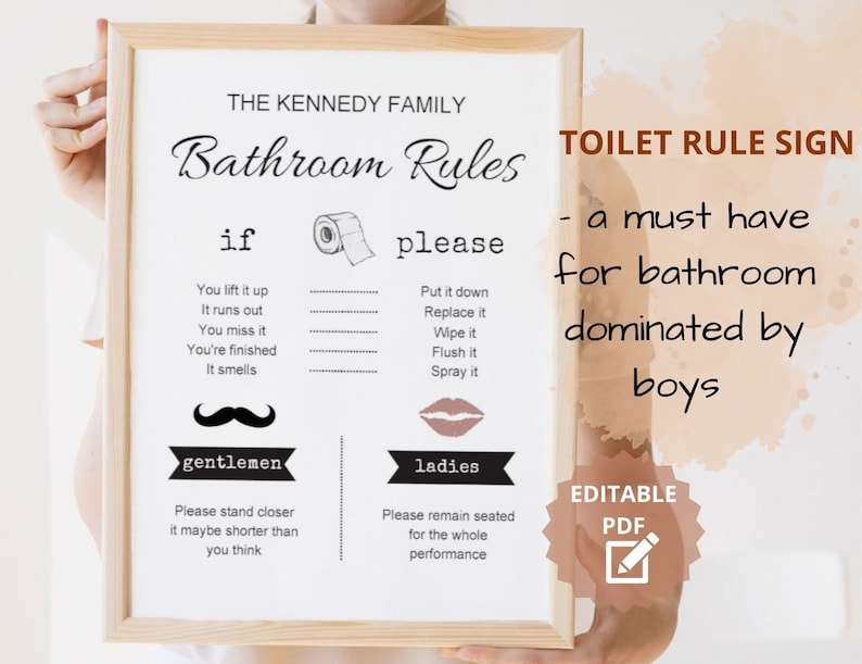 Editable Bathroom Signs Printable, Kids Bathroom Decor, Guest Bathroom ...
