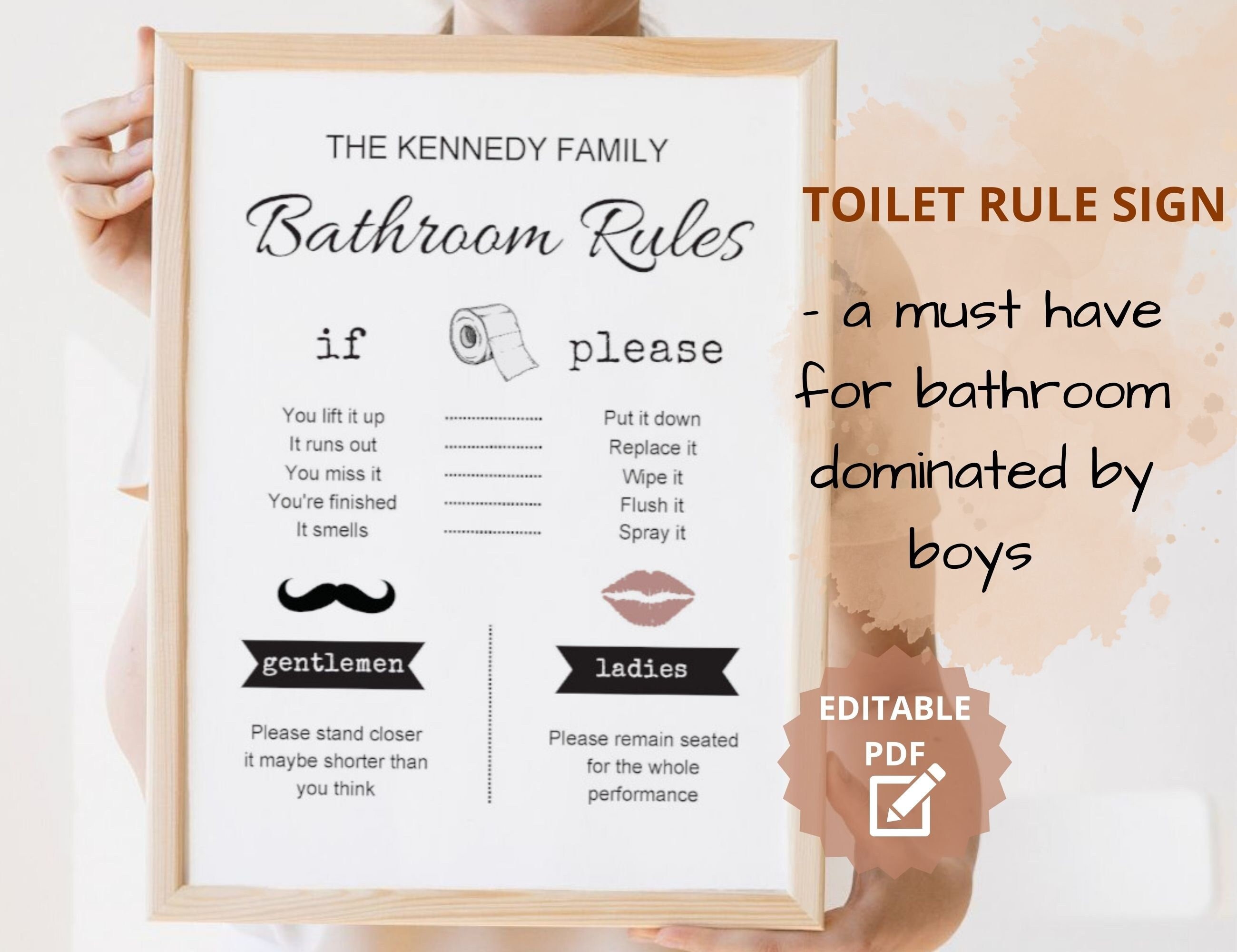Editable Bathroom Signs Printable, Kids Bathroom Decor, Guest Bathroom ...