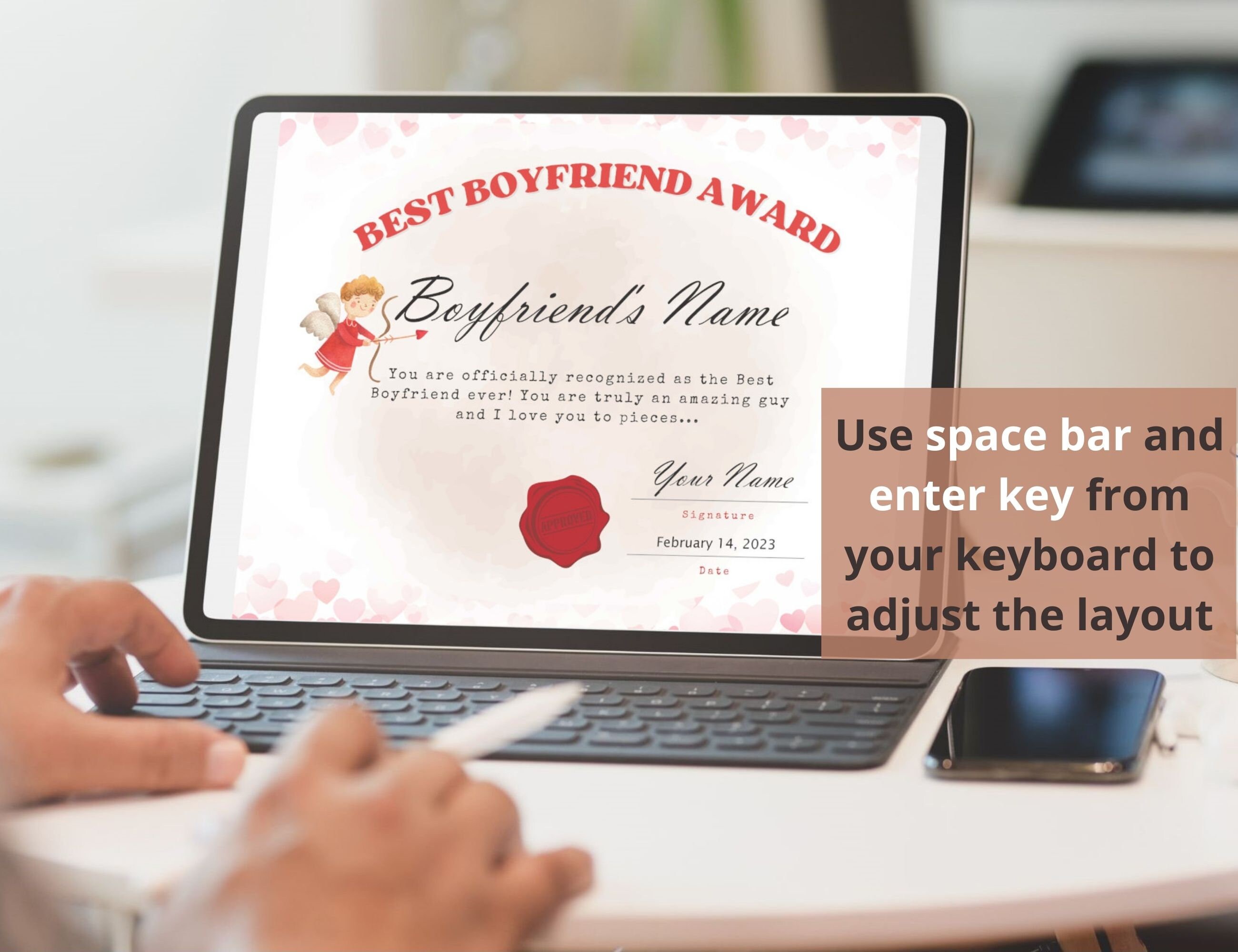Editable Best Boyfriend Award Certificate Template, Printable Editable ...