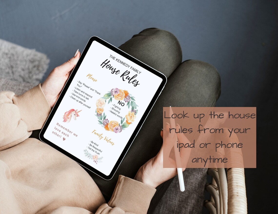 Editable House Rules for Kids, House Rule Wall Art, Family Rule Wall ...