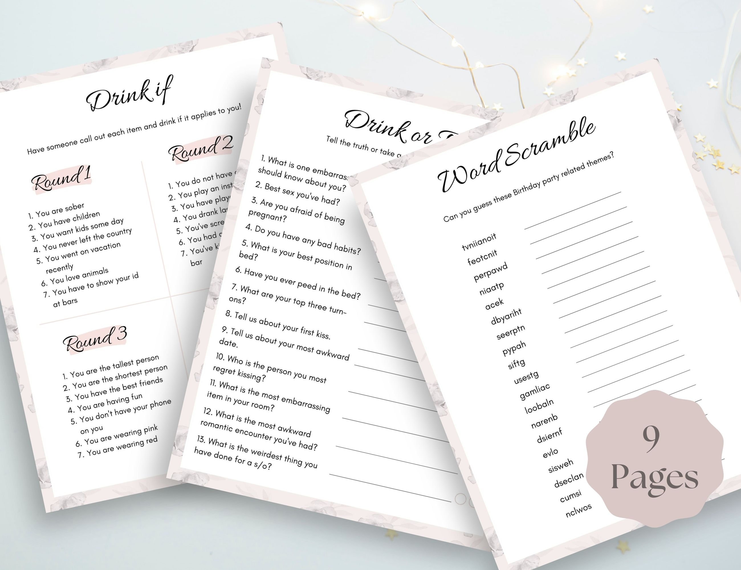 Adult Birthday Party Games Bundle Printable, Adult Party Games ...