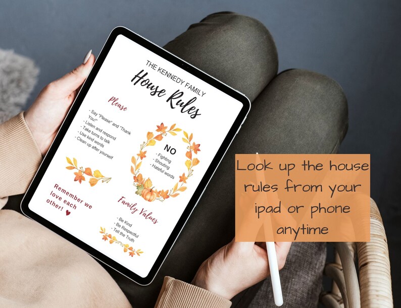 Editable House Rules for Kids, House Rule Wall Art, Family Rule Wall ...