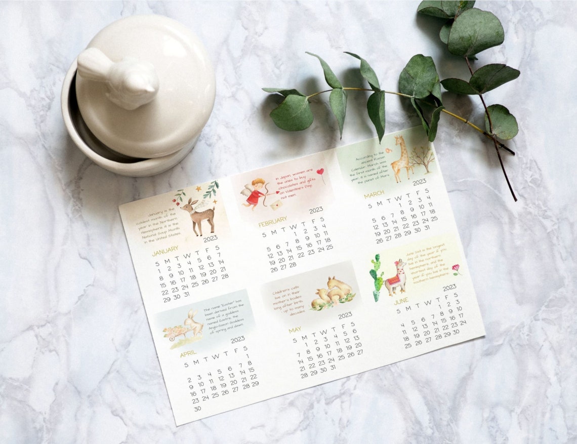 Printable Calendar 2023 Cute Desk Calendar Printable - Etsy