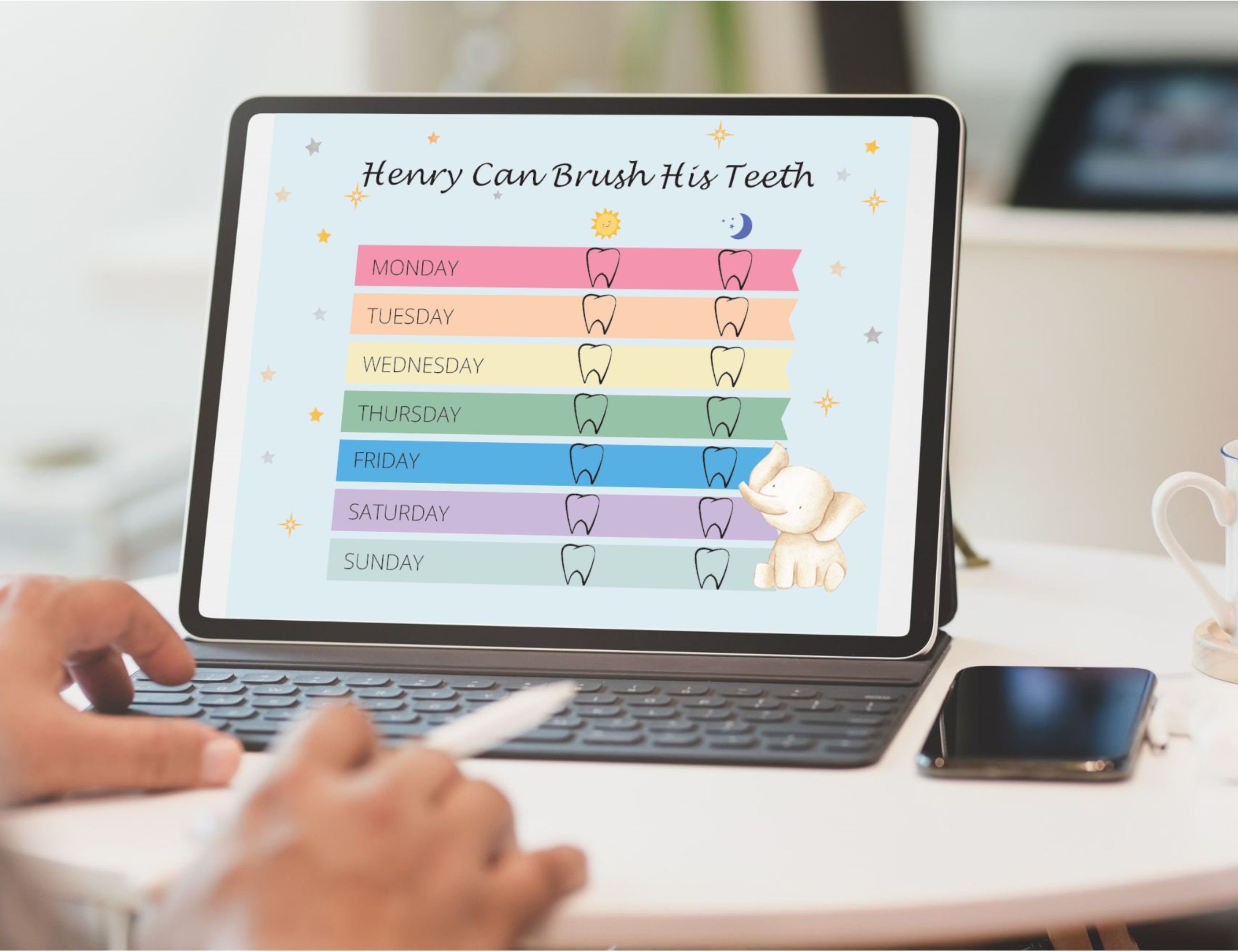 Editable Kids Teeth Brushing Chart, Personalized Brush Teeth Chart ...