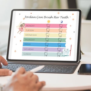 Editable Kids Teeth Brushing Chart, Personalized Brush Teeth Chart ...