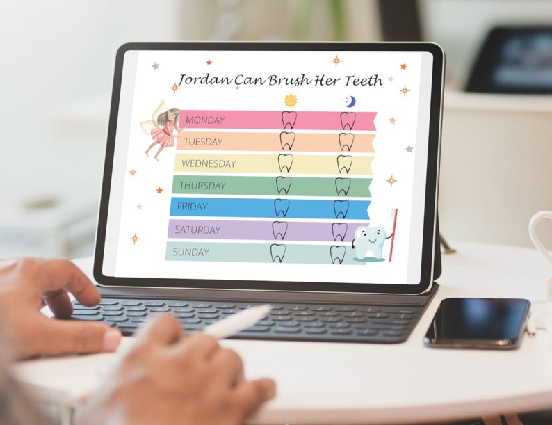 Editable Kids Teeth Brushing Chart, Personalized Brush Teeth Chart ...