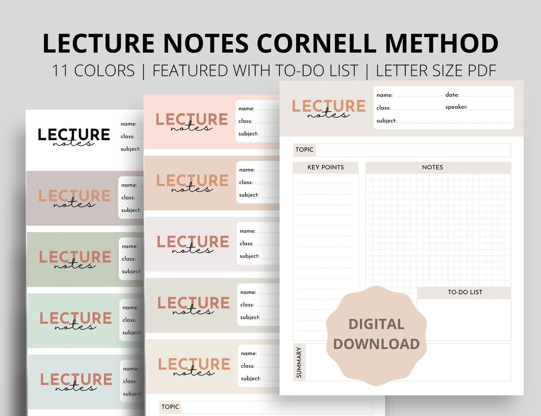 Cornell Notes Method, Lecture Notes, Lecture Notes Template, Student ...
