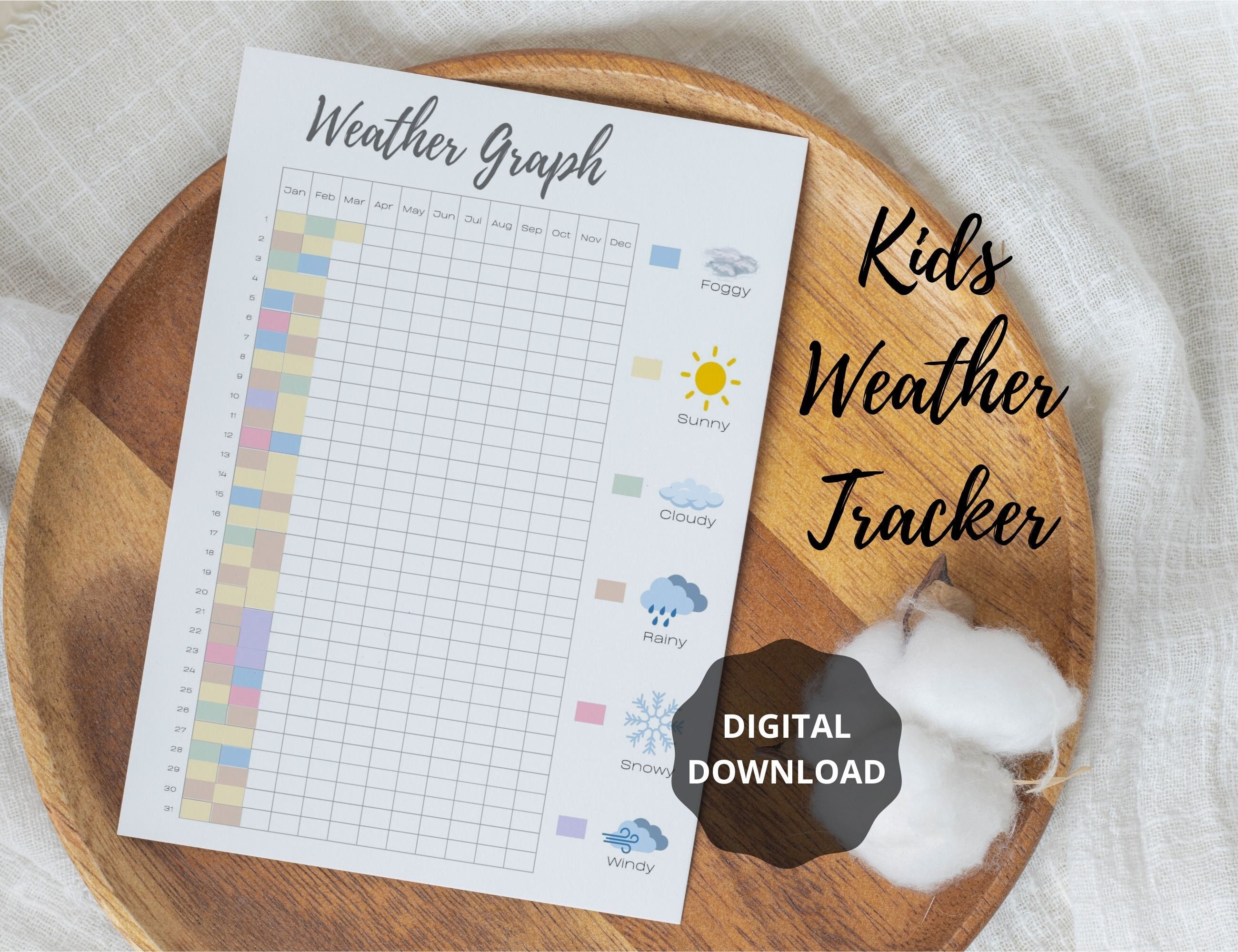 Kids Weather Tracker, Weather Chart, Weather Journal, Homeschool ...