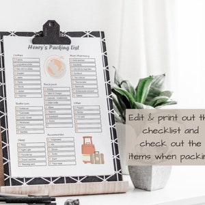 Editable Travel Packing List for Parents, Personalized Packing ...