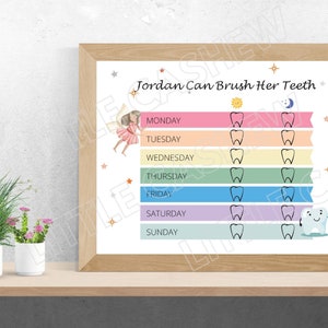 Editable Kids Teeth Brushing Chart, Personalized Brush Teeth Chart ...