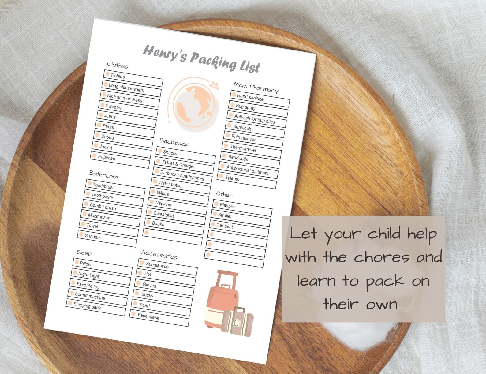Editable Travel Packing List for Parents, Personalized Packing ...