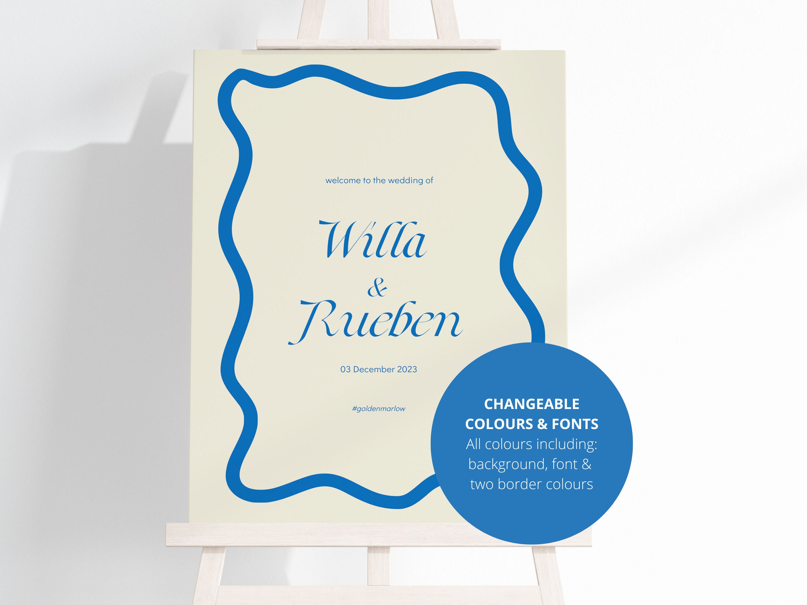 Classic Blue Welcome Sign Hand Drawn Wedding/bridal Shower - Etsy