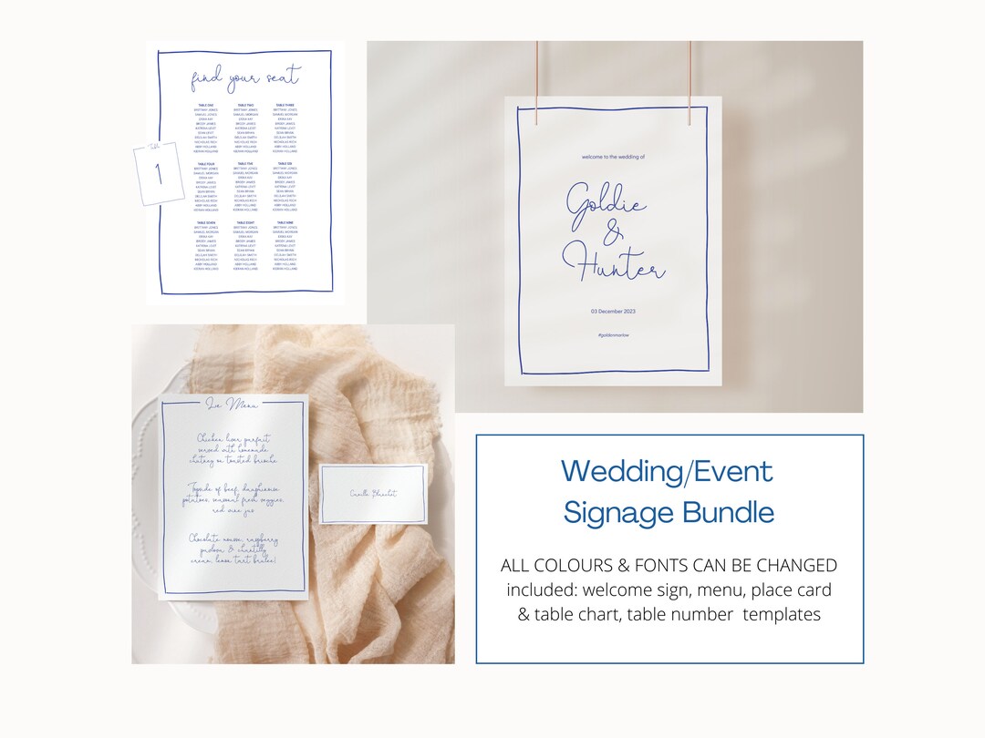 French Inspired Wedding/event Signage, Modern, Hand Drawn, Welcome Sign ...