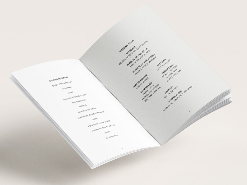 Order of Service Wedding Booklet Template, Minimalist, Pink & Orange Wedding, Digital Template ...