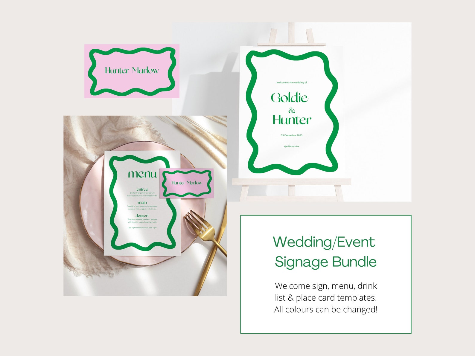 Bold Colourful Wedding/event Signage Modern Wavy Welcome - Etsy