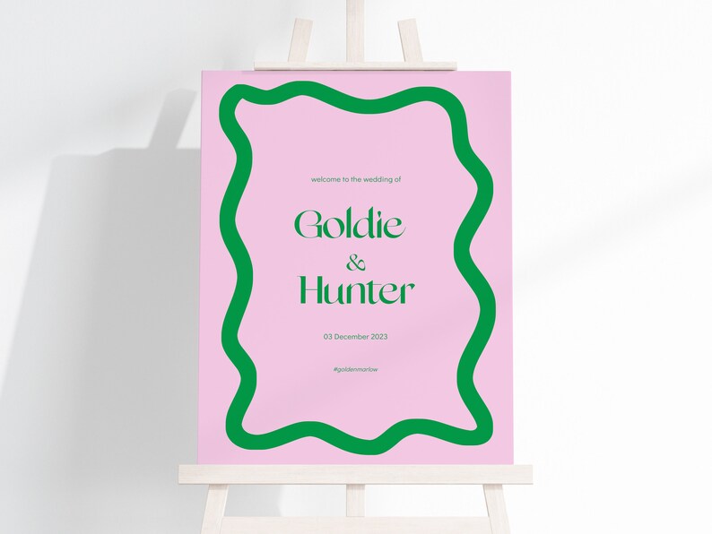 Bold Colourful Wedding/event Signage Modern Wavy Welcome - Etsy
