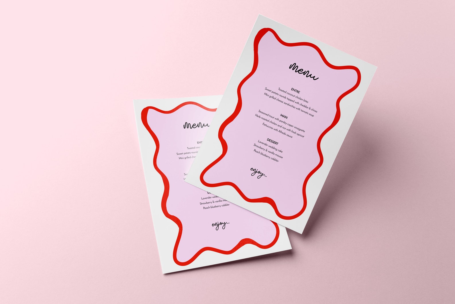 Pink & Red Wavy Menu Template Hand Drawn Wedding/bridal - Etsy Australia