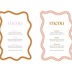 Wavy Colourful Menu, Drinks and Place Card Template, Hand Drawn ...