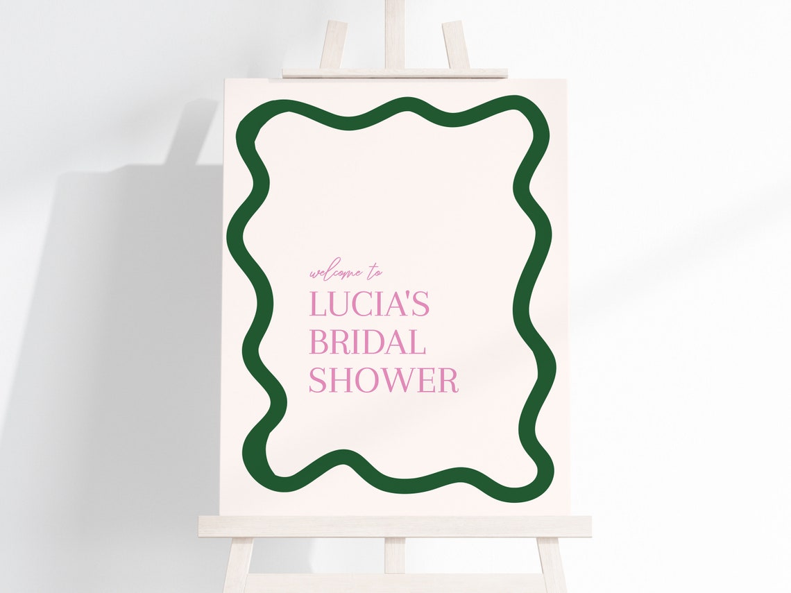 Green & Pink Welcome Sign, Hand Drawn, Wedding/bridal Shower Welcome ...