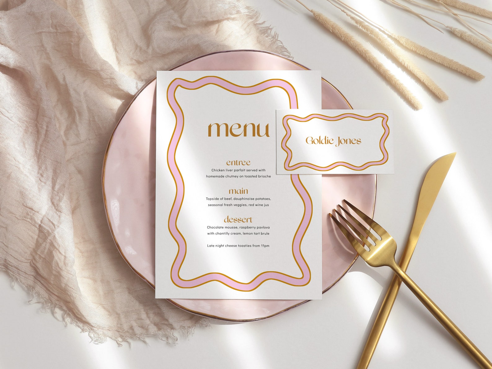 Wavy Colourful Menu Drinks and Place Card Template Hand - Etsy