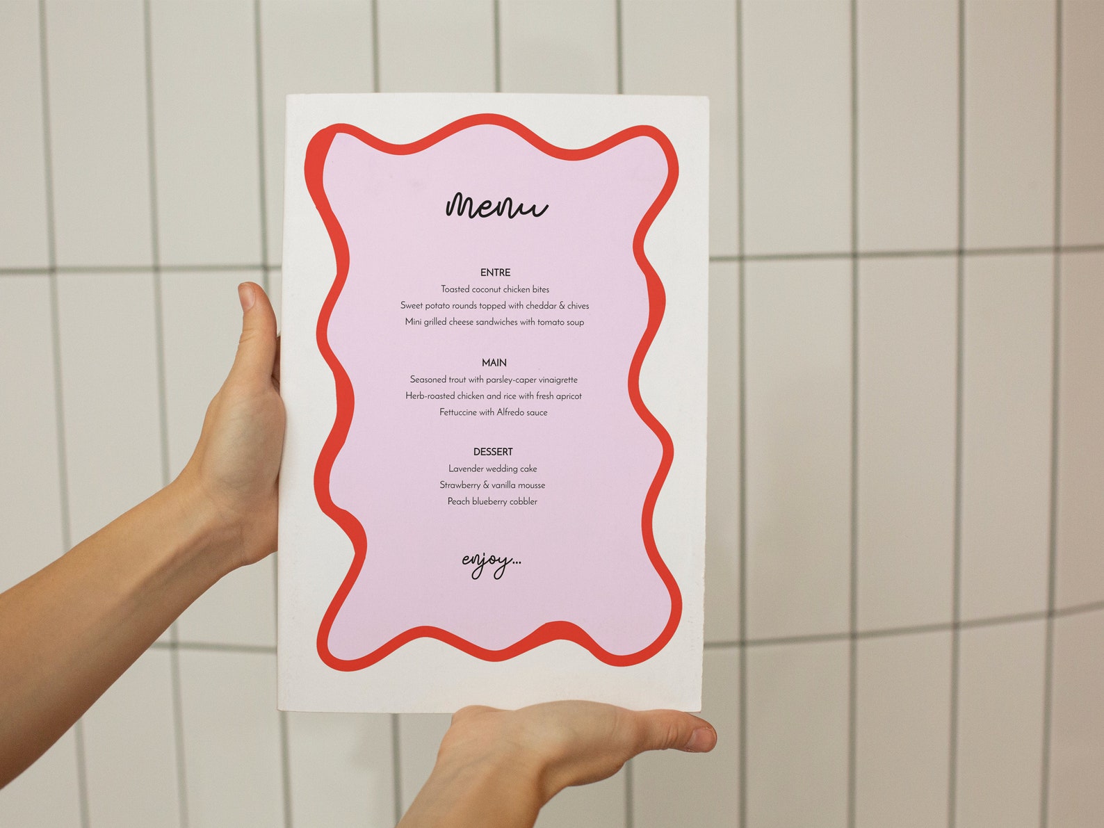 Pink & Red Wavy Menu Template Hand Drawn Wedding/bridal - Etsy
