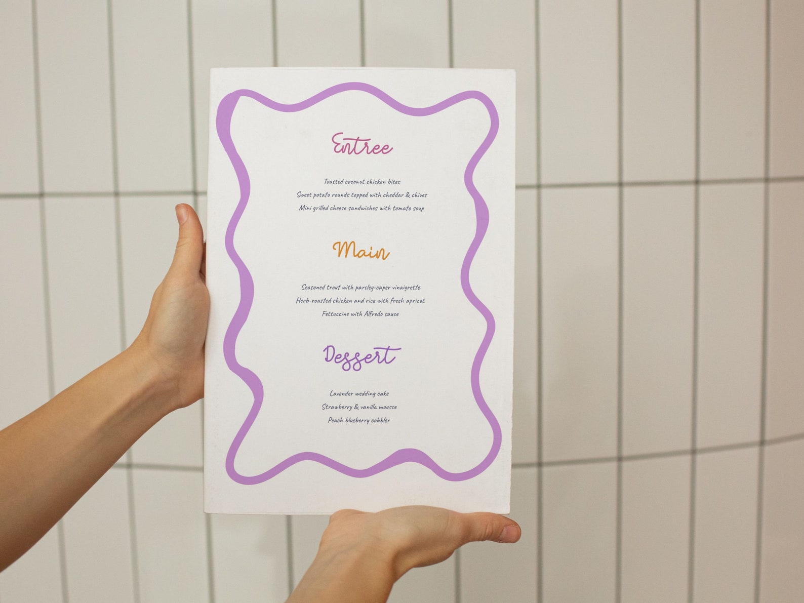 Wavy Purple Menu and Place Card Template Set Hand Drawn - Etsy
