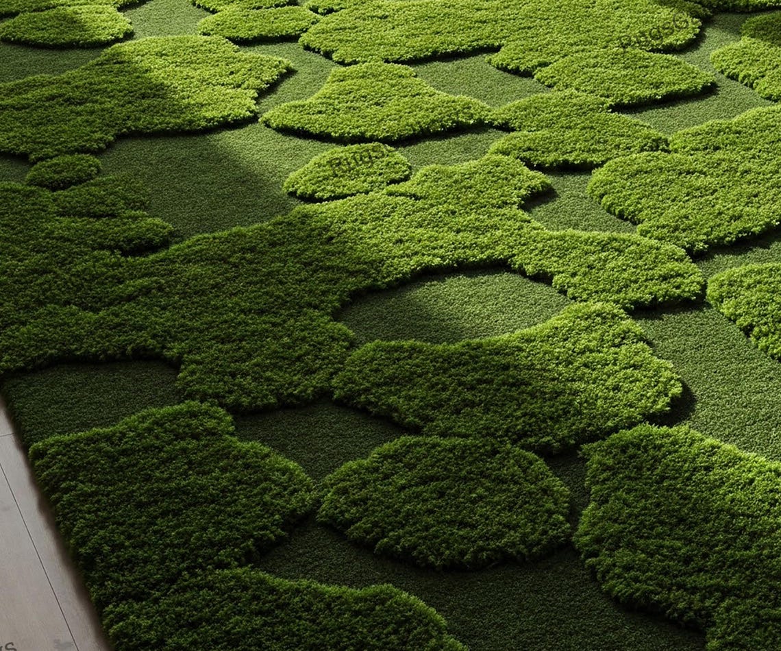 Green Moss Clumps Abstract Design Hand Tufted 3d Textured Organic ...