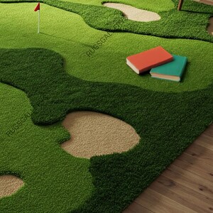 Golf Course Green Hand Tufted High Low Texture Wool Rug for Kids Room ...