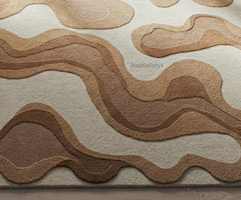 Off White Brown Modern Hand Tufted Abstract Design 6x9 Kids Room Rug ...