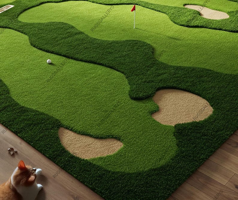 Golf Course Green Hand Tufted High Low Texture Wool Rug for Kids Room ...