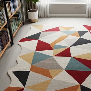 Mulitcolored Irregular Shape Hand Tufted Geometric Triangle Design Wool ...