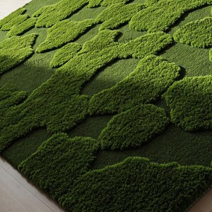 Green Moss Clumps Abstract Design Hand Tufted 3d Textured Organic ...