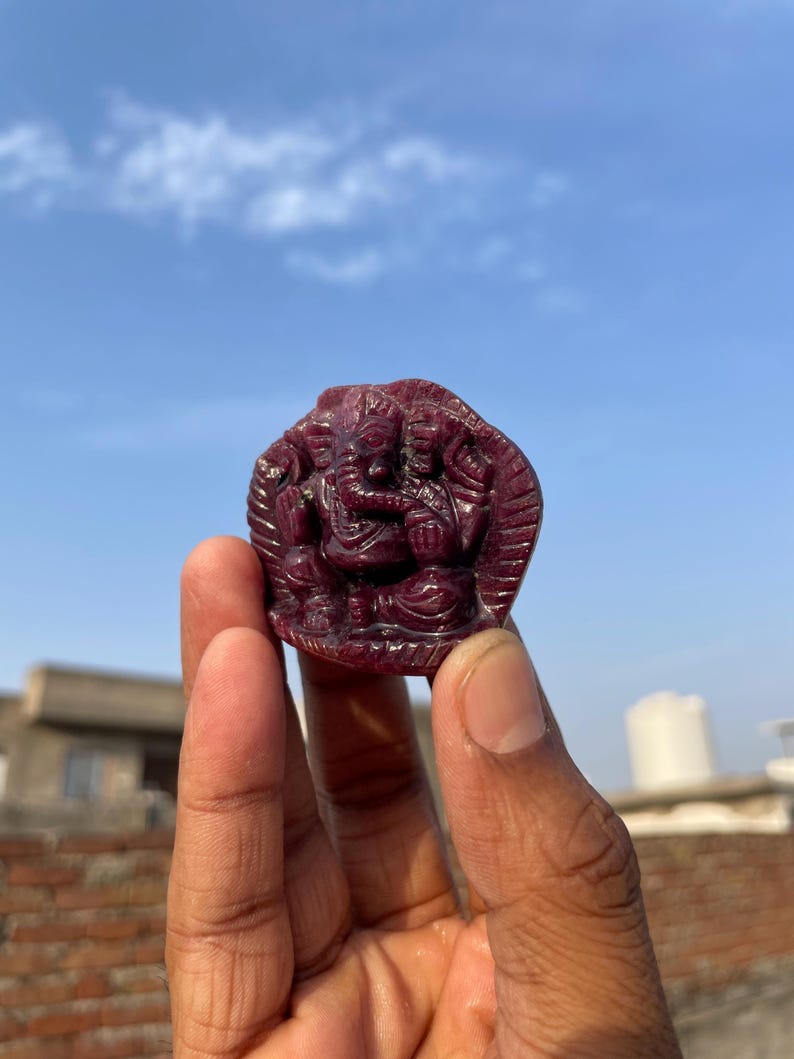 Ruby Ganesha Statue Hand Carved Gemstone Idol, 308ct Hindu Deity ...