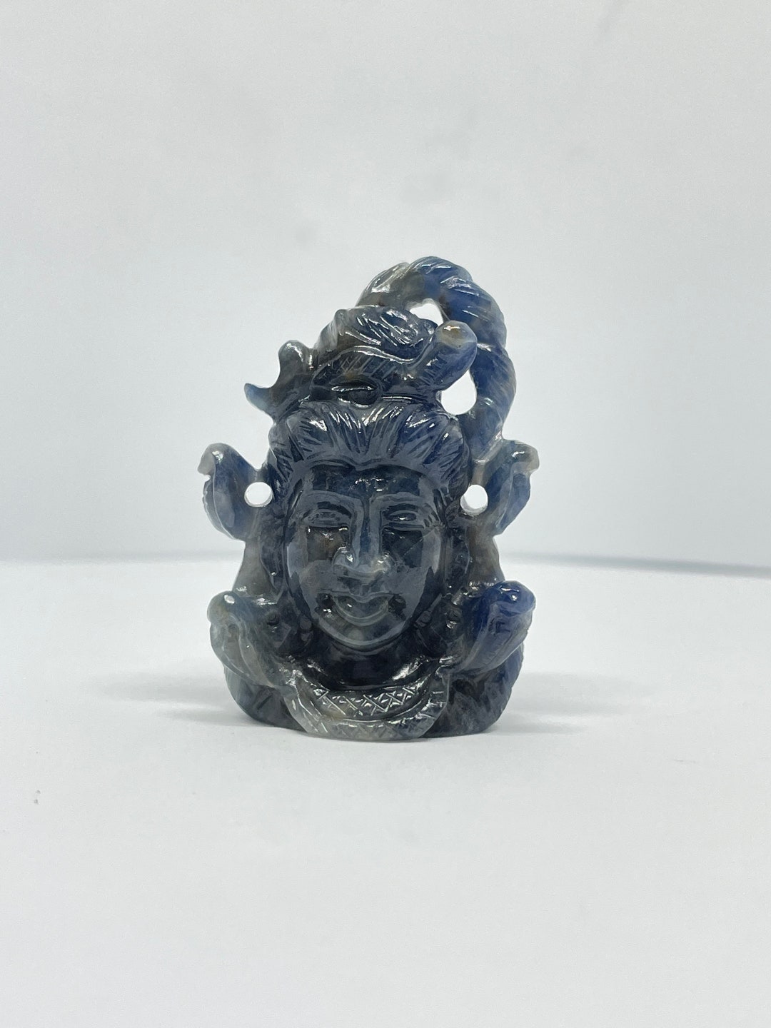Natural Blue Sapphire Lord Shiva Head Statue Handcarved Face Carving ...