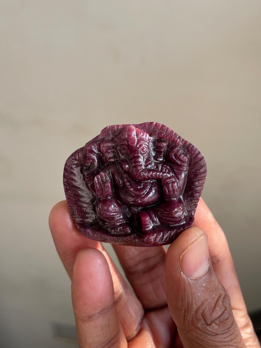 Ruby Ganesha Statue Hand Carved Gemstone Idol, 308ct Hindu Deity ...