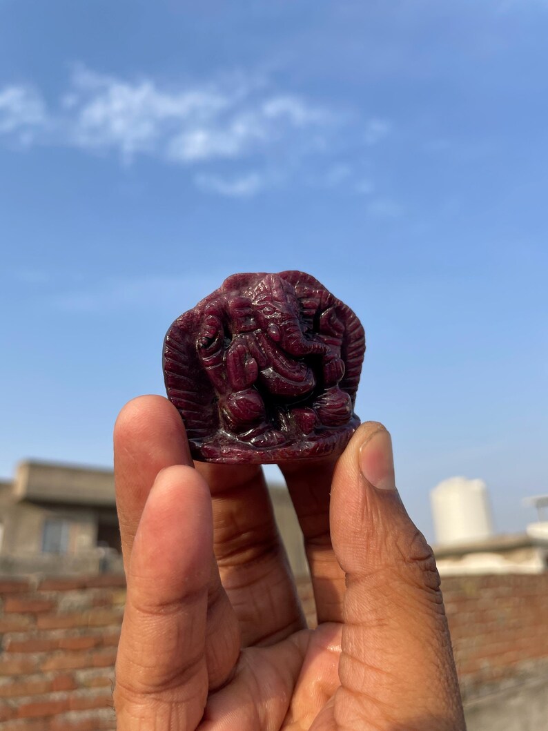 Ruby Ganesha Statue Hand Carved Gemstone Idol, 308ct Hindu Deity ...