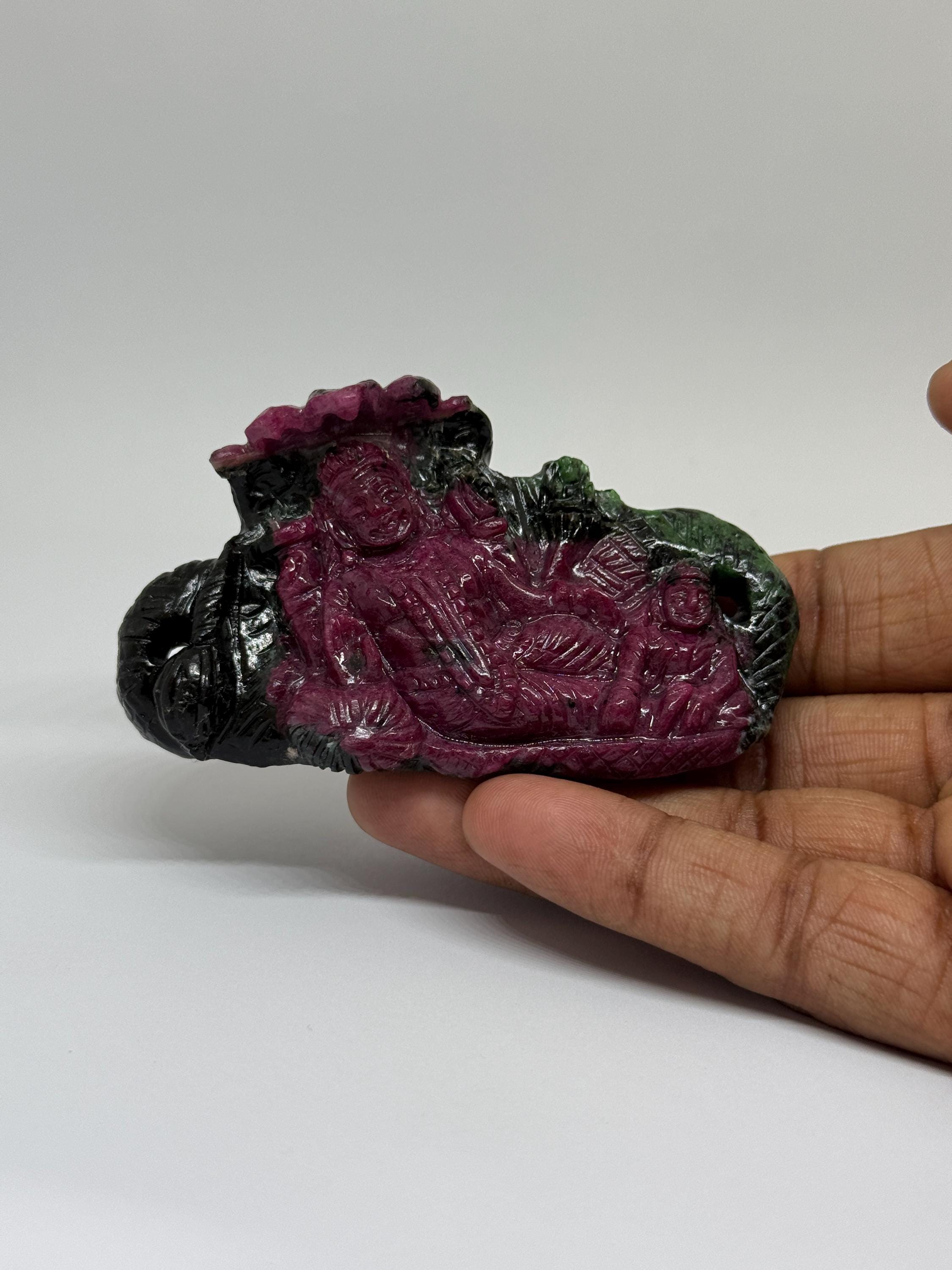 Hand Carved Ruby Vishnu Lakshmi Statue - Hindu Idol Temple Decor - Etsy